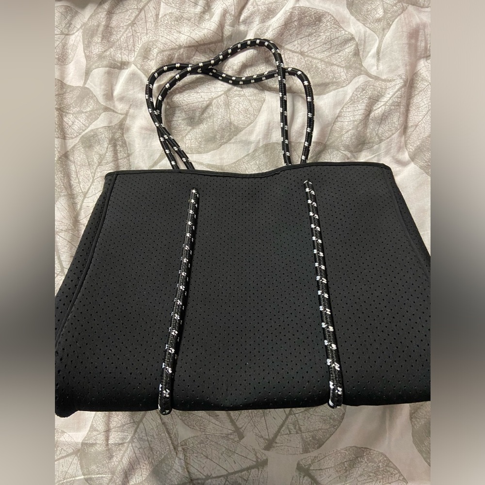 Black Perforated Expandable Large Neoprene Tote Bag W… - Gem